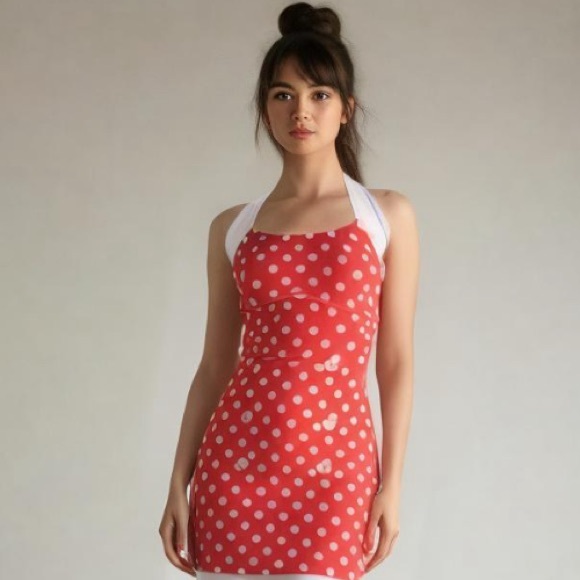 Swim | Red Pin Up Retro Esther Williams Rockabilly Halter White Polka ...